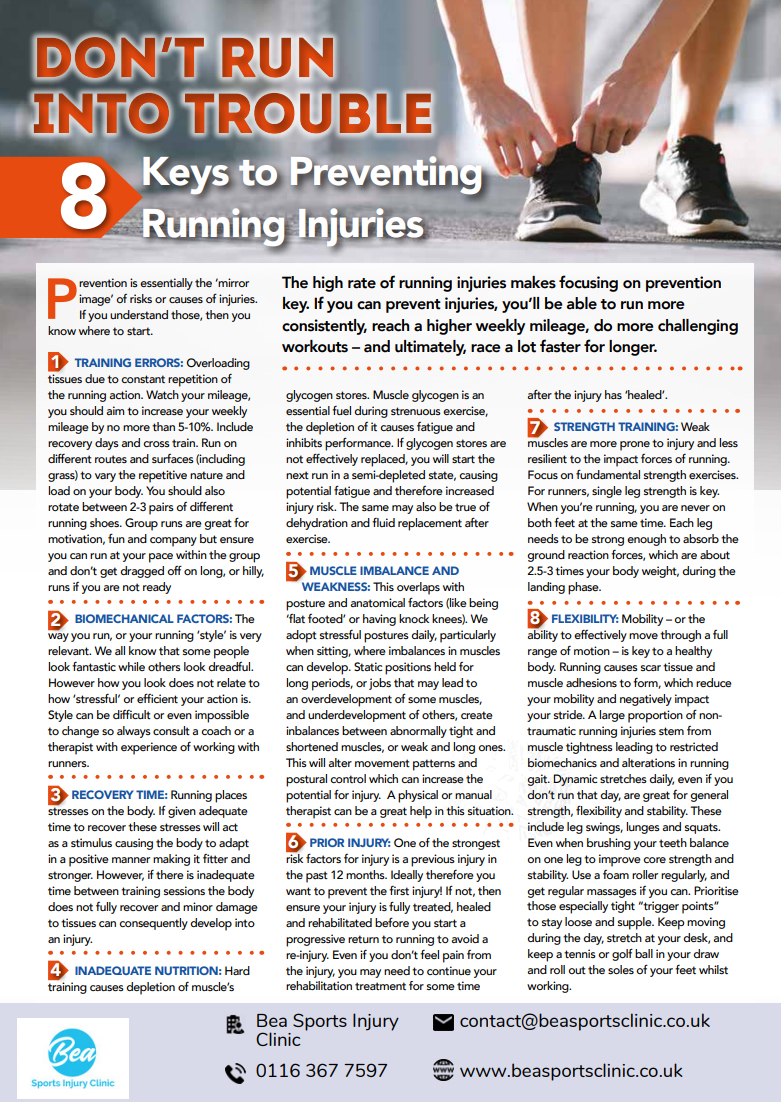 8 Keys to Preventing Running Injuries - Bea Sports Injury Clinics
